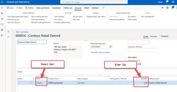 Create Sales Quotation in Dynamics 365 Data Model Tutorial 16