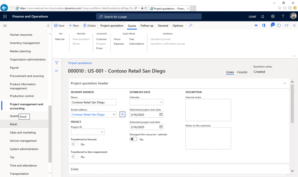 Create a Project Quote: Dynamics 365 Project Quotation Tutorial