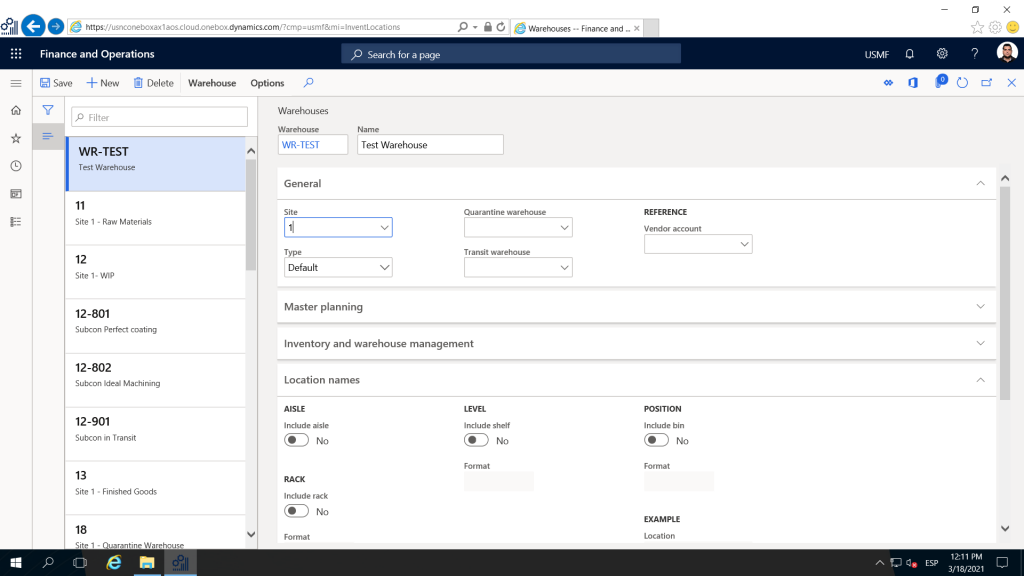 Configuring Warehouses in D365 Supply Chain Management