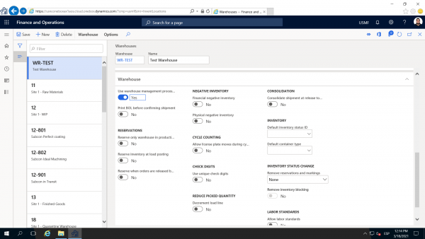 Configuring Warehouses in D365 Supply Chain Management