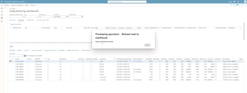 Load Planning Workbench in D365 SC & Release to Warehouses