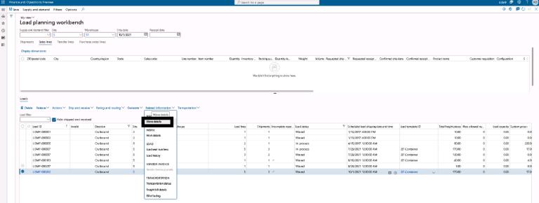 Load Planning Workbench in D365 SC & Release to Warehouses