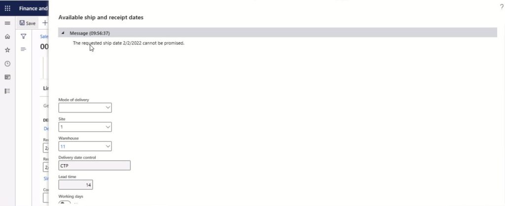 Setup CTP Value for Delivery Date Control in Dynamics 365