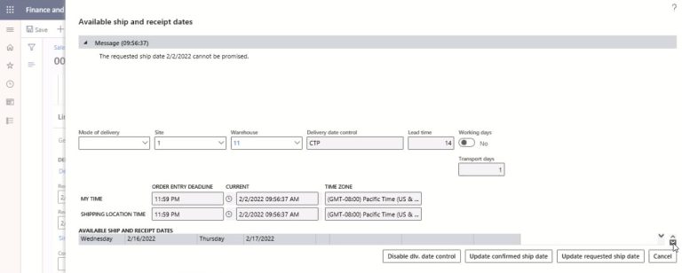 Setup CTP Value for Delivery Date Control in Dynamics 365