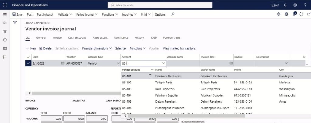 Sales Tax Adjustment on Vendor Invoices in Dynamics 365 F&O