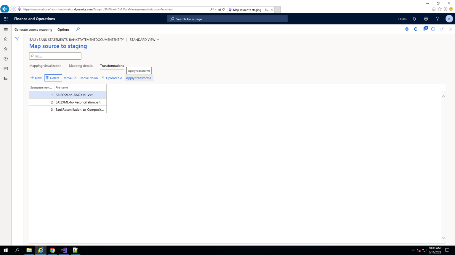 D365 Advanced Bank Reconciliation: Set up Import for BAI2