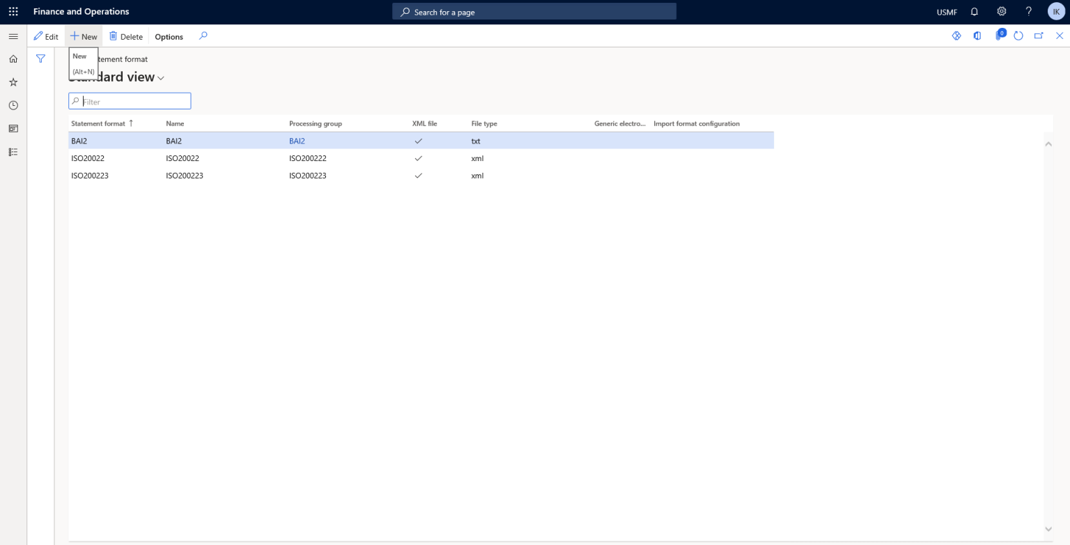 D365 Advanced Bank Reconciliation: Set up Import for BAI2