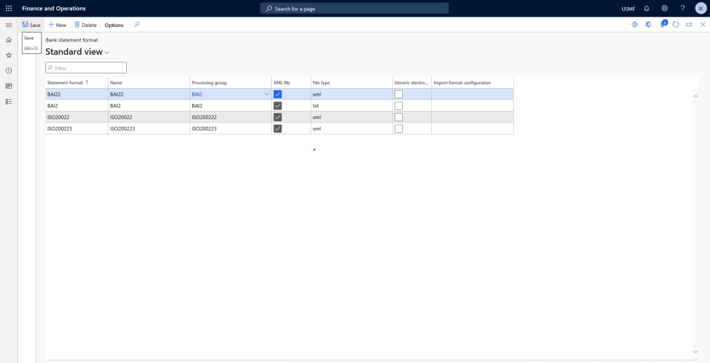 D365 Advanced Bank Reconciliation: Set up Import for BAI2