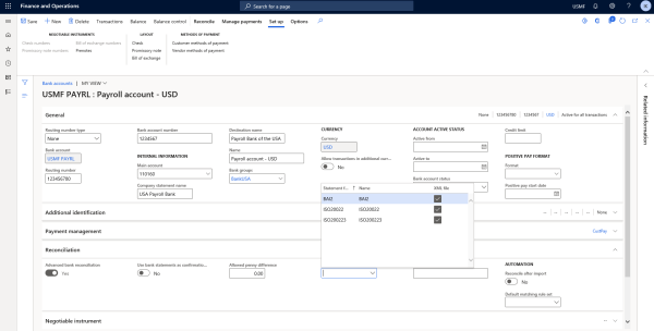D365 Advanced Bank Reconciliation: Set up Import for BAI2