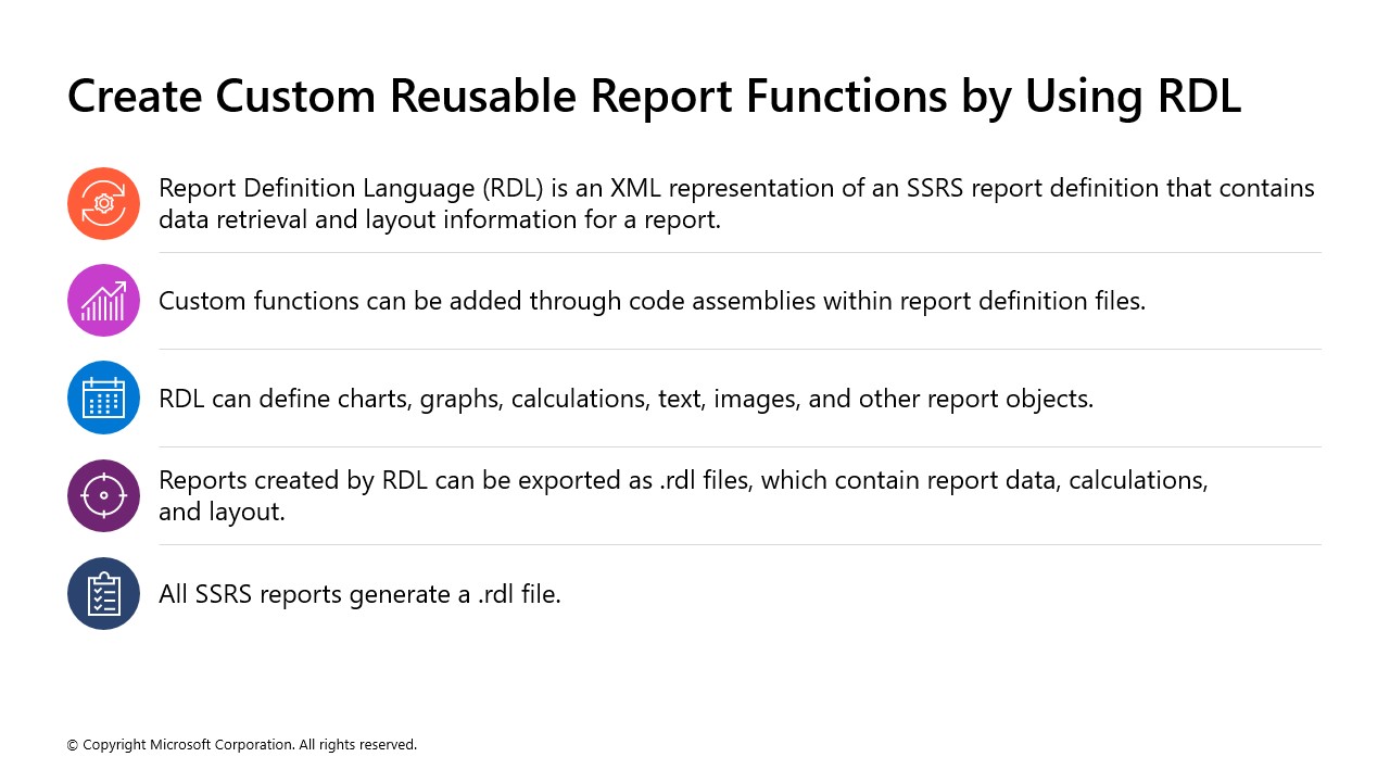 Create Custom Reusable Report Functions by Using RDL - Instructor ...