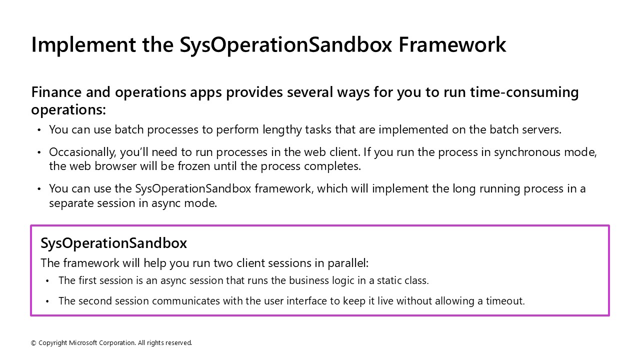 Implement the SysOperationSandbox Framework - Instructor Brandon: Online Learning, Training ...