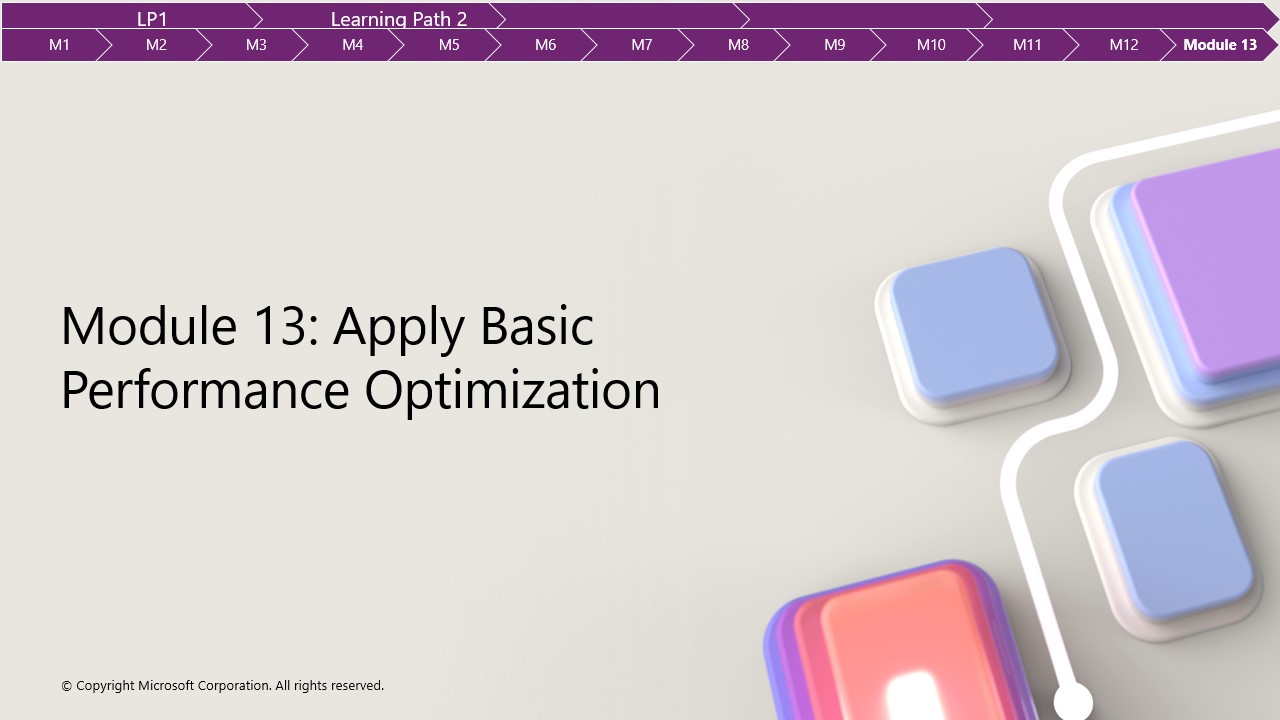 Module 13: Apply Basic Performance Optimization - Instructor Brandon: Online Learning, Training ...