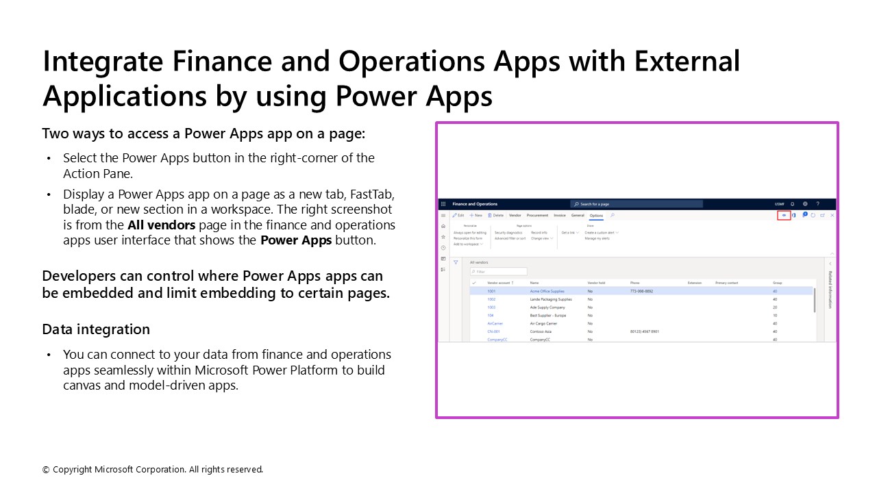 Integrate Finance and Operations Apps with External Applications by using Power Apps ...