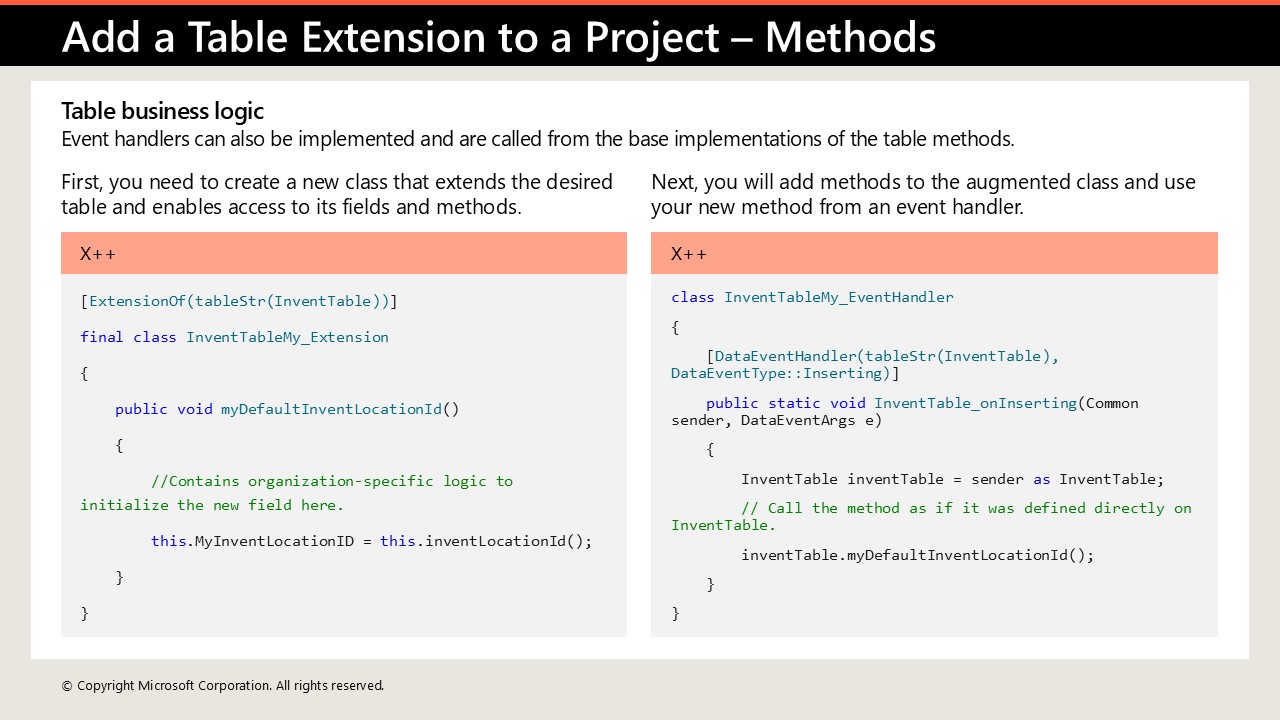 Add a Table Extension to a Project – Methods - Instructor Brandon ...