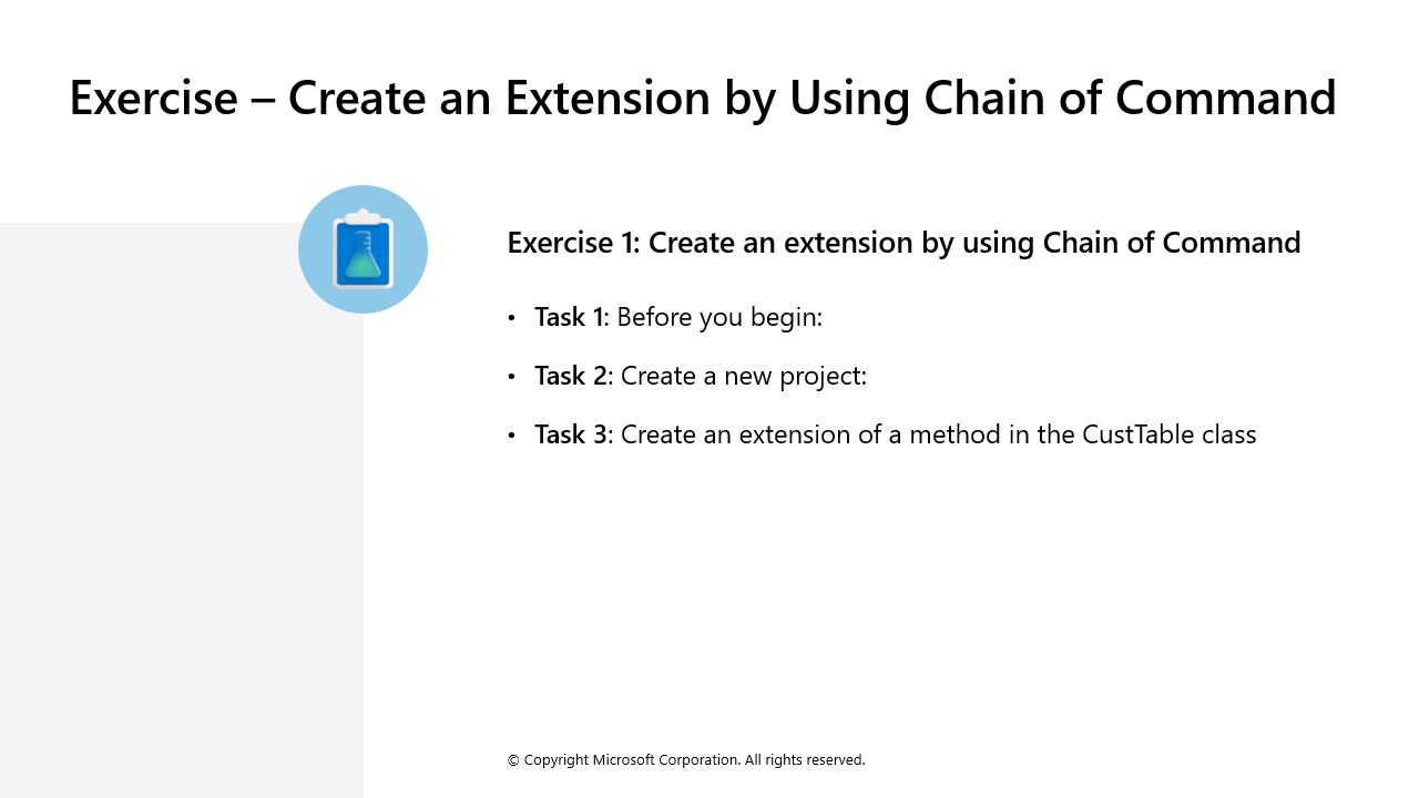 Exercise – Create an Extension by Using Chain of Command - Instructor Brandon: Online Learning ...