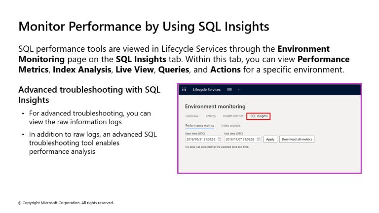 Monitor Performance By Using Sql Insights Instructor Brandon Online