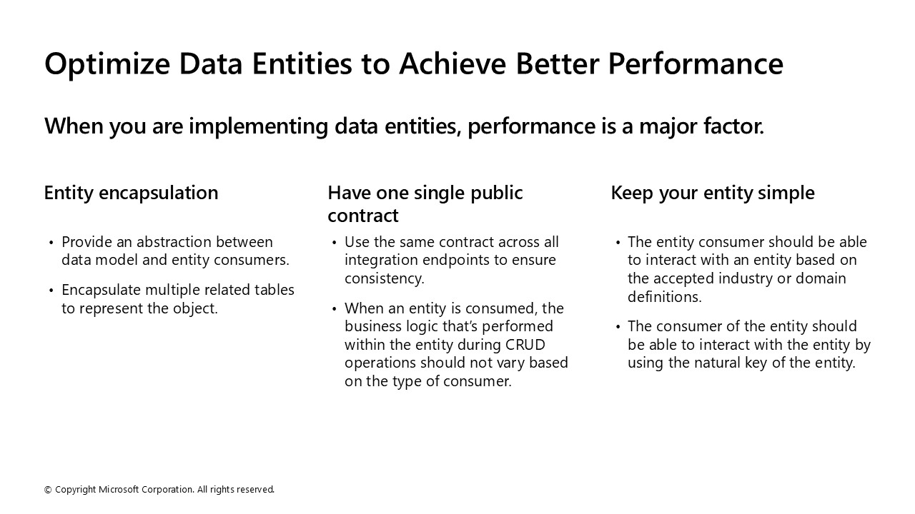 Optimize Data Entities to Achieve Better Performance - Instructor Brandon: Online Learning ...