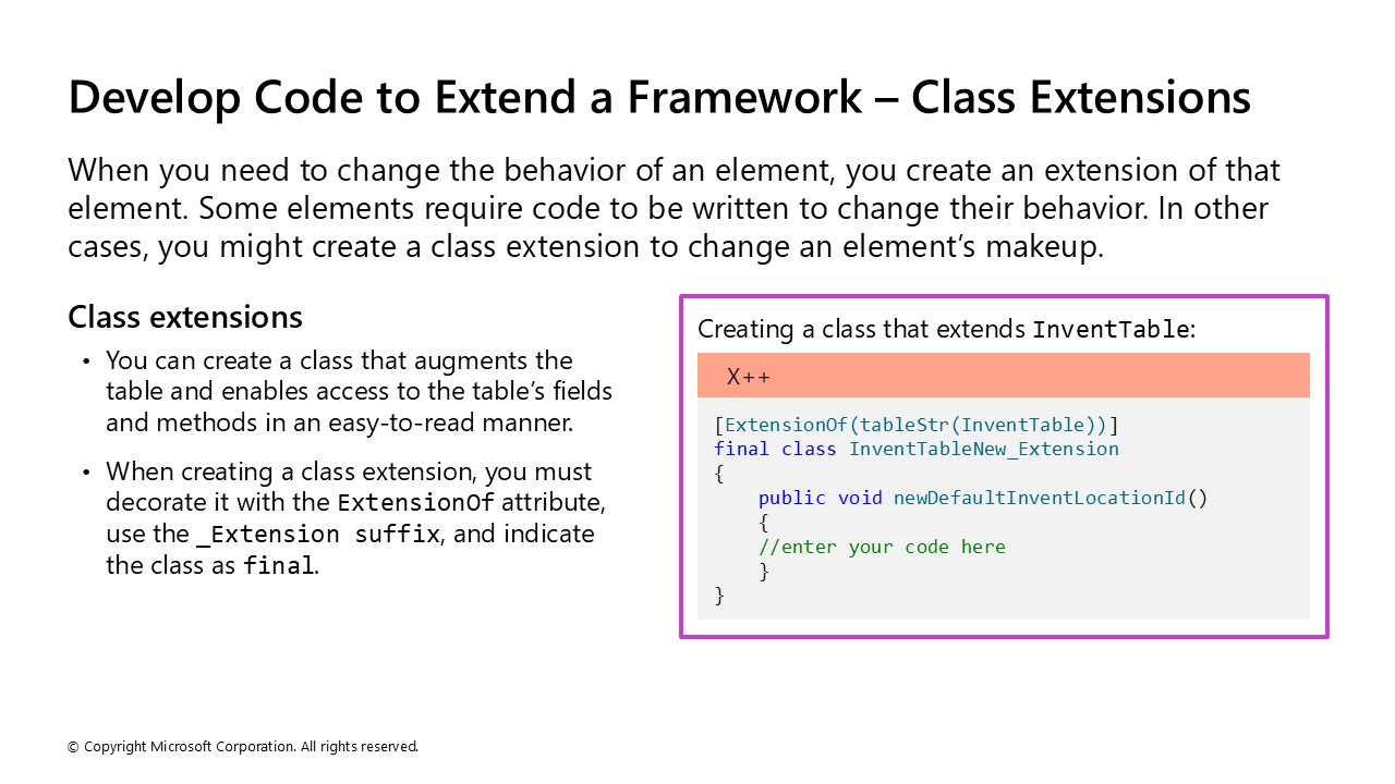 Develop Code to Extend a Framework – Class Extensions - Instructor ...