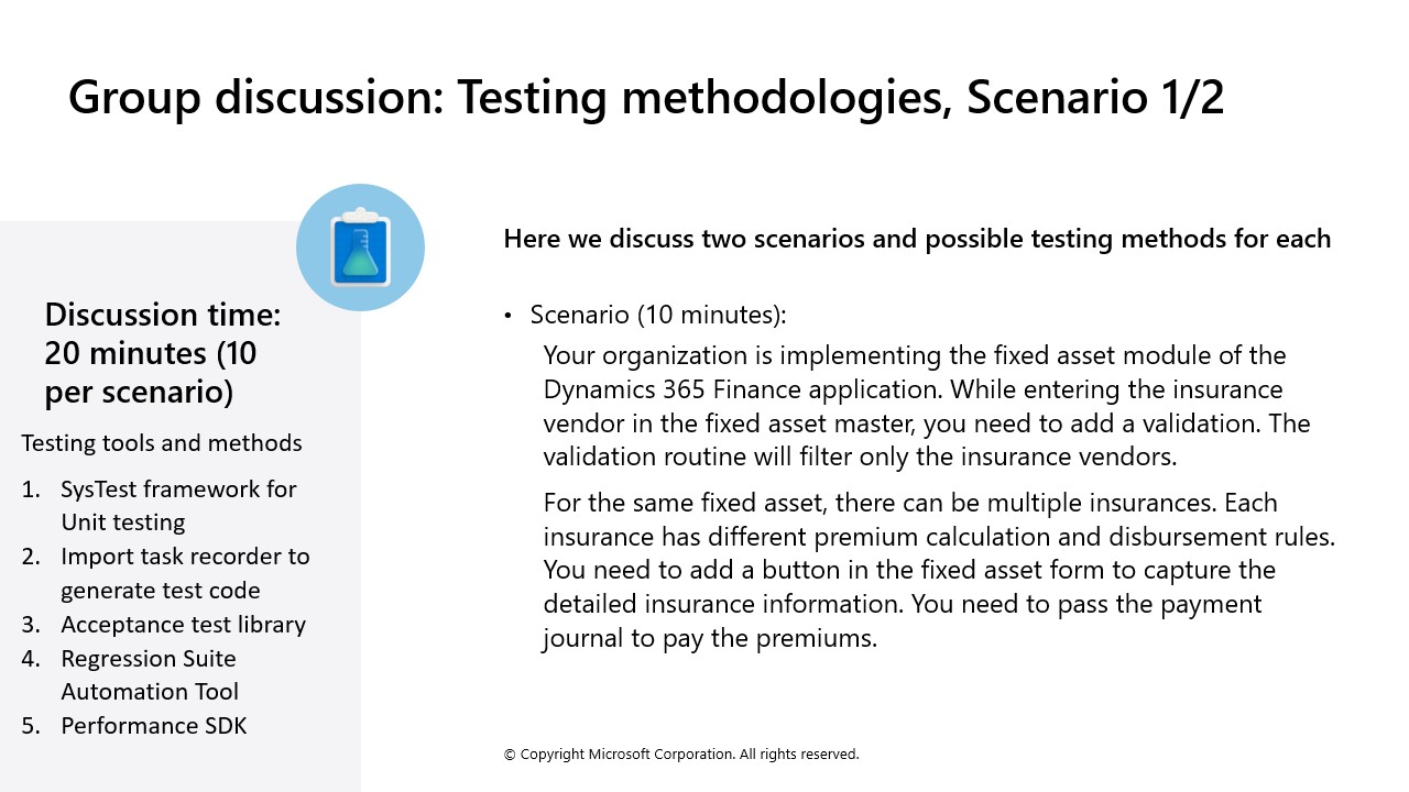 Group discussion: Testing methodologies, Scenario 1/2 - Instructor ...