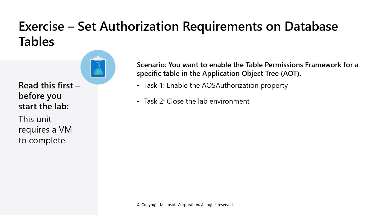 Exercise – Set Authorization Requirements on Database Tables - Instructor Brandon: Online ...