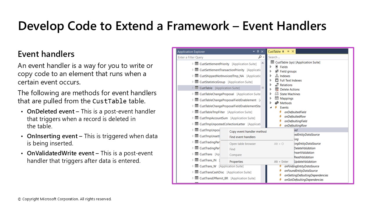 Develop Code to Extend a Framework – Event Handlers - Instructor ...